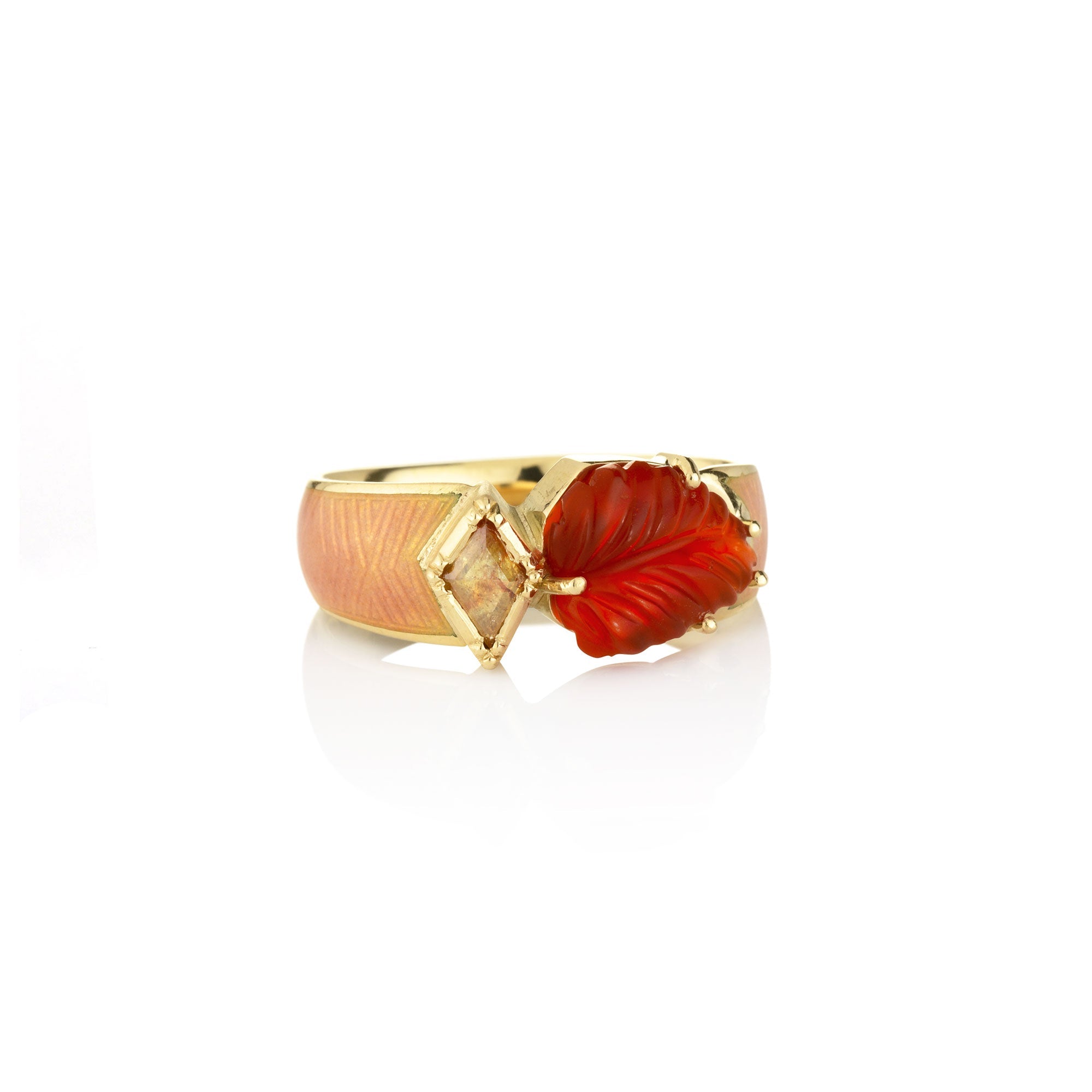 Maya Enamel Fire Opal Leaf Diamond Slice Ring – Brooke Gregson US